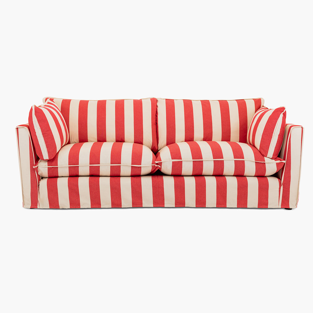 Coco 3 seater sofa with Self Piped Box Edge cushion in Cotton Linen ...