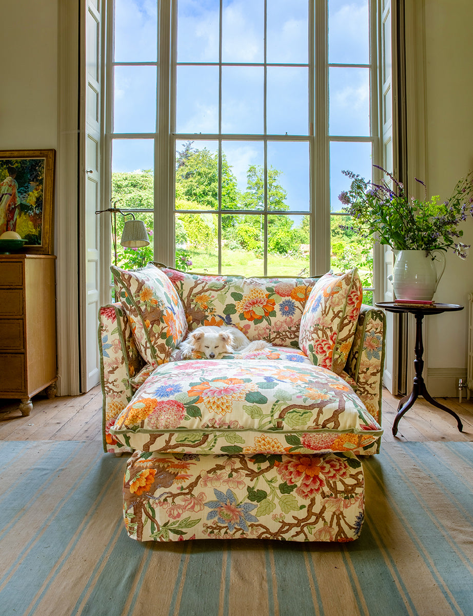 Coco footstool with Contrast Piped Knife Edge cushion in GP J Baker ...