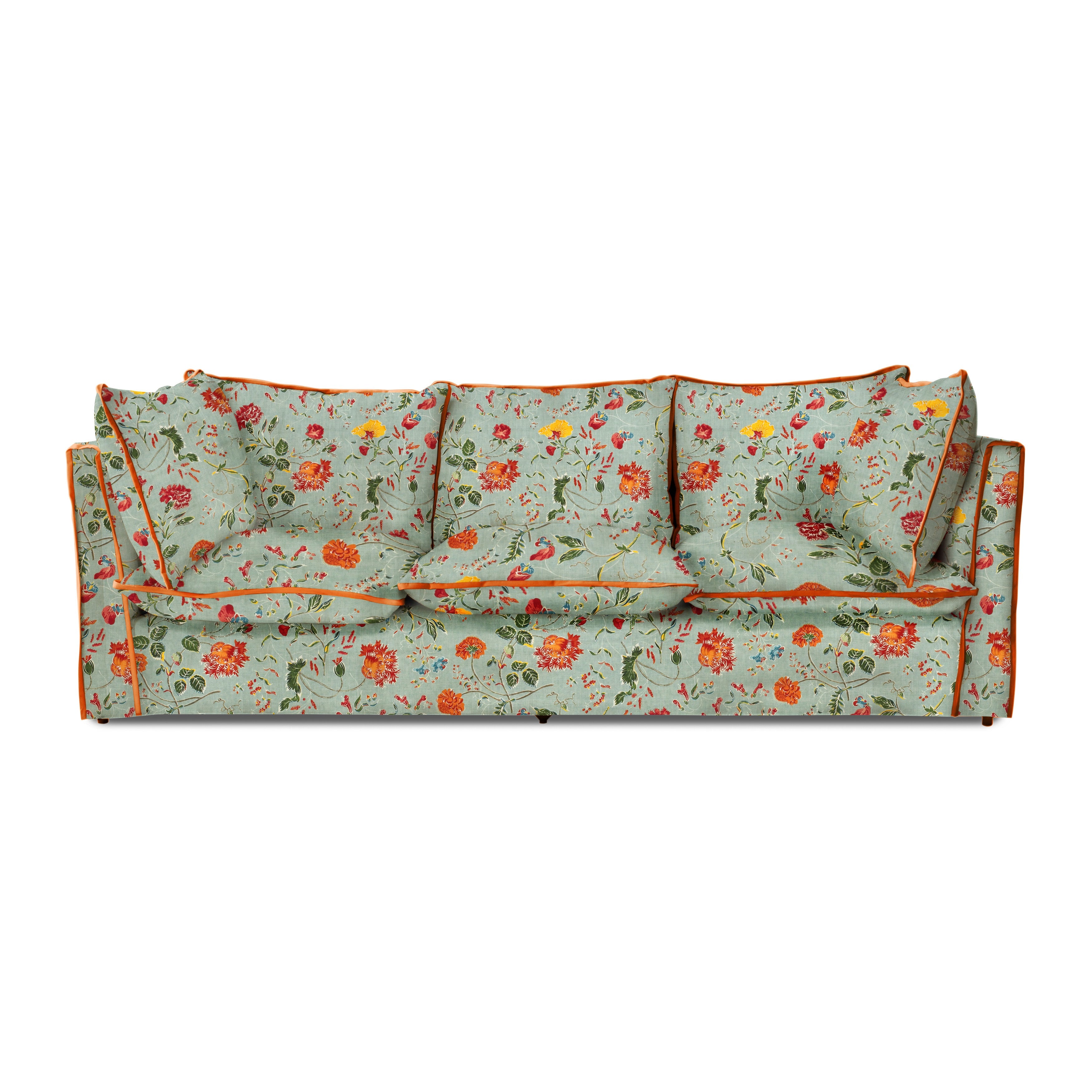 Coco 3.5 seater sofa with Contrast Piped Knife Edge cushion in Andrew Martin Wildwood Duck Egg ...